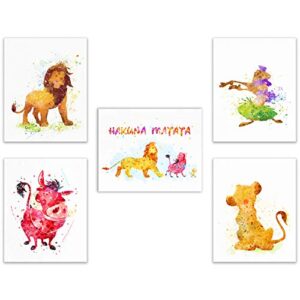 lion king kids prints – set of 5 cute (8 inches x 10 inches) art decor photos – simba pumbaa timon nala