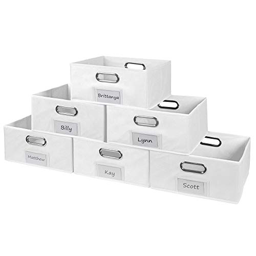 Niche Cubo Low Open Folding Fabric Bins, Set of 6, White