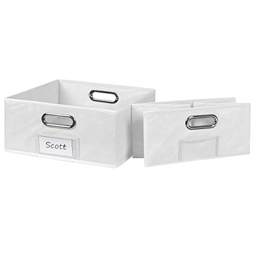 Niche Cubo Low Open Folding Fabric Bins, Set of 2, White