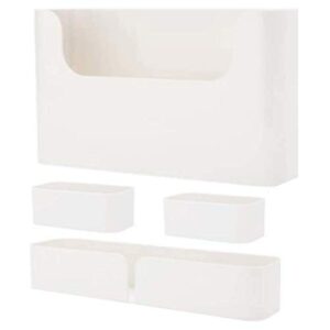 set of 4 bedside shelf organizer | wall mounted floating white shelves/rv/camper/living room decor/bathroom/bedroom/kitchen storage/college dorm | plastic non-drilling adhesive