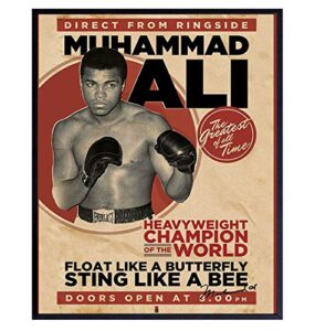 muhammad ali poster – vintage retro boxing wall art – home decor, room decoration for gym, sports bar, den, living room – unique gift for men, boys – 8×10 unframed picture photo