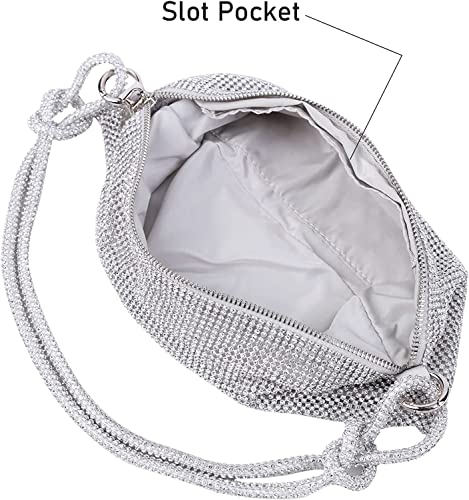 Rhinestone Hobo Bags for Women Chic Sparkly Crystal Evening Handbag Shiny Purse Shoulder Bags for Travel Party Proms Gifts