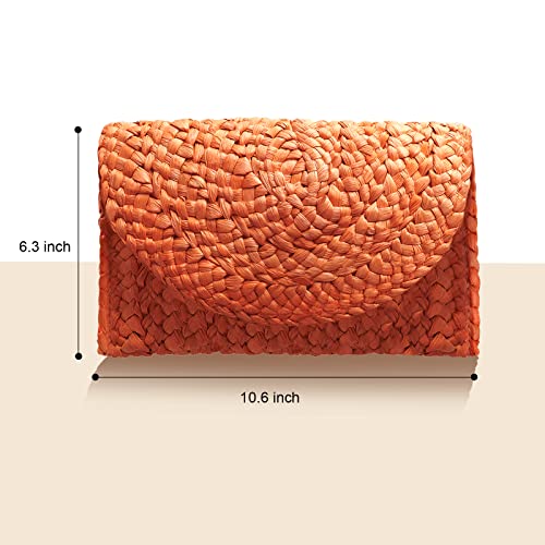 QRZEK Straw Clutch Purses for Women Envelope Woven Clutch Handbags Casual Straw Handmade Bag