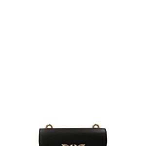 Pinko MINI CROSSBODY BAG IN BLACK LEATHER WITH GOLD LOVEBIRDS LOGO BUCKLE AND CHAIN ​​SHOULDER STRAP 100048A0F1