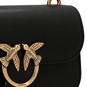 Pinko MINI CROSSBODY BAG IN BLACK LEATHER WITH GOLD LOVEBIRDS LOGO BUCKLE AND CHAIN ​​SHOULDER STRAP 100048A0F1