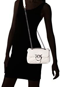 Pinko CROSSBODY BAG IN WHITE PUFF LEATHER WITH LOGO AND SILVER CHAIN ​​ADJUSTABLE SHOULDER STRAP 100039A0F2