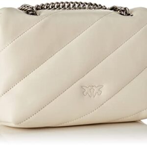 Pinko CROSSBODY BAG IN WHITE PUFF LEATHER WITH LOGO AND SILVER CHAIN ​​ADJUSTABLE SHOULDER STRAP 100039A0F2