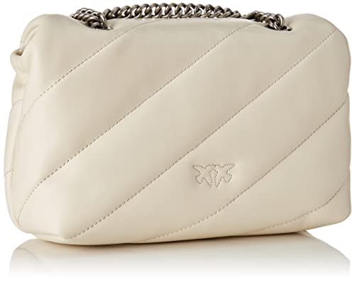 Pinko CROSSBODY BAG IN WHITE PUFF LEATHER WITH LOGO AND SILVER CHAIN ​​ADJUSTABLE SHOULDER STRAP 100039A0F2