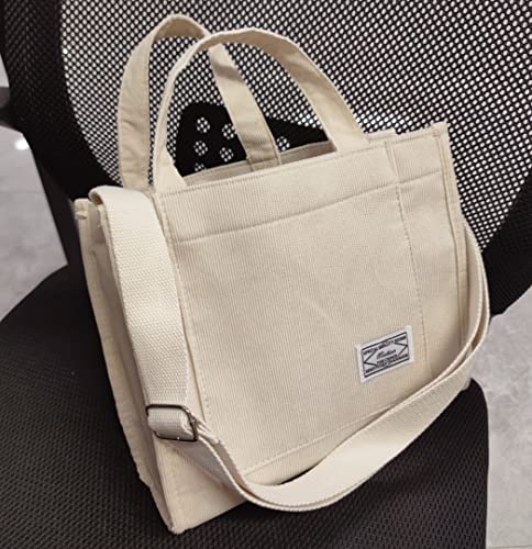 Corduroy Tote Bag for Women Small Satchel Shoulder Crossbody Bag Hobo Bag for Work School Travel 2023