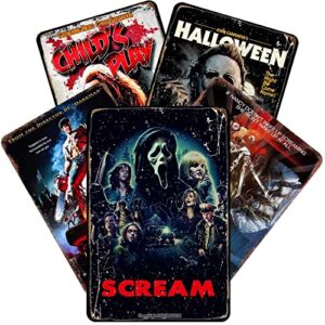 kuliyoli vintage horror decor tin sign horror posters bedroom man cave bars clubs horror wall decor 8″ x 12″ 5pcs