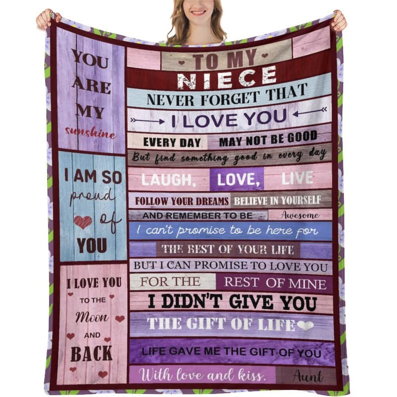 VCXGCF Niece Gifts from Auntie Blanket, Birthday Gifts for Niece, Nieces Graduation Gift Ideas Blankets Throws, Niece Gifts from Aunt,to My Niece Blanket,Best Niece Gifts Ideas 60"x50" ¡­