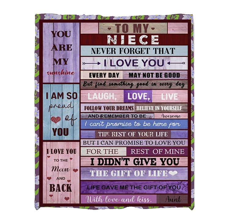 VCXGCF Niece Gifts from Auntie Blanket, Birthday Gifts for Niece, Nieces Graduation Gift Ideas Blankets Throws, Niece Gifts from Aunt,to My Niece Blanket,Best Niece Gifts Ideas 60"x50" ¡­