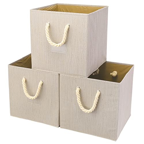 Fabric cube storage bin storage box set 13x13x13 inch with handle for home&office organization