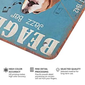 ZZZRSYR Funny Novelty Metal Sign- Beagle Dog Jazz Ba - Retro Wall Decor Gift for Man Cave Home Gate Garden Bars Cafes Office Store Club 8 X 12 INCH