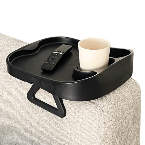 Absolute Living 2 in 1 Sofa Arm Tray with Cup Holder - TV Binging Companion - Adjustable Arm Rest Table for Couch - 9.5" Couch Table Tray for Snacks or Extra Storage - Everyday Sofa Tray