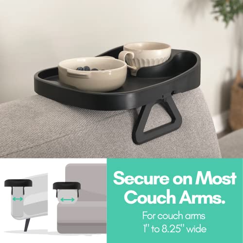 Absolute Living 2 in 1 Sofa Arm Tray with Cup Holder - TV Binging Companion - Adjustable Arm Rest Table for Couch - 9.5" Couch Table Tray for Snacks or Extra Storage - Everyday Sofa Tray