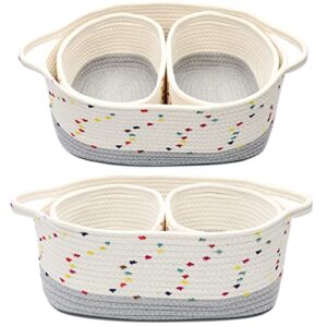 set of 3 small woven baskets | nursery basket organizers and storage | nursery basket for dog toy basket | cute basket for small storage | rope nursery storage basket