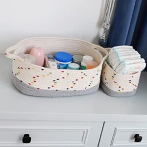 Set of 3 Small Woven Baskets | Nursery Basket Organizers and Storage | Nursery Basket for Dog Toy Basket | Cute Basket for Small Storage | Rope Nursery Storage Basket