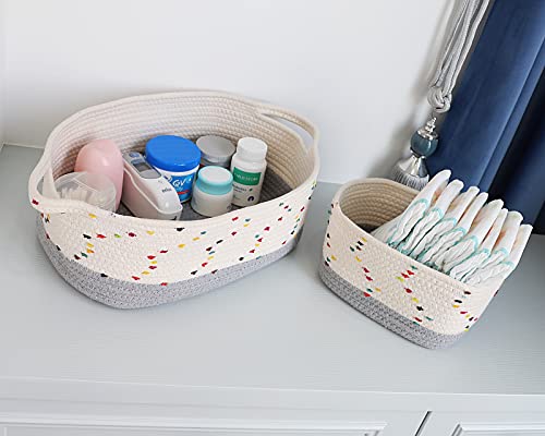 Set of 3 Small Woven Baskets | Nursery Basket Organizers and Storage | Nursery Basket for Dog Toy Basket | Cute Basket for Small Storage | Rope Nursery Storage Basket