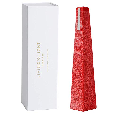 Fragranced Pillar Icicle Candle (Pohutukawa, Medium) Natural Plant & Beeswax, 12.8” Tall, Premium Fragrance (no nasties), Handmade in New Zealand, 75 hrs Burn time.