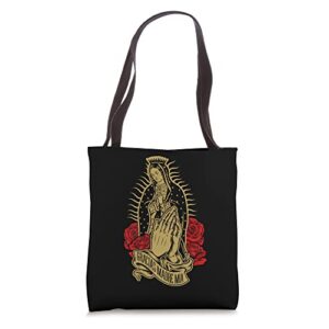 our lady virgen de guadalupe virgin mary gracias madre mía tote bag