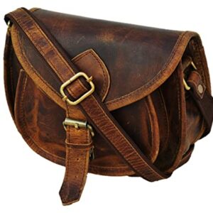 Satchel And Fable Handmade Women Leather Vintage Brown Cross Body Shoulder Bag (Medium, Brown)