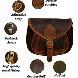 Satchel And Fable Handmade Women Leather Vintage Brown Cross Body Shoulder Bag (Medium, Brown)