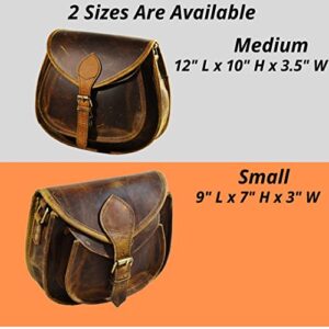 Satchel And Fable Handmade Women Leather Vintage Brown Cross Body Shoulder Bag (Medium, Brown)