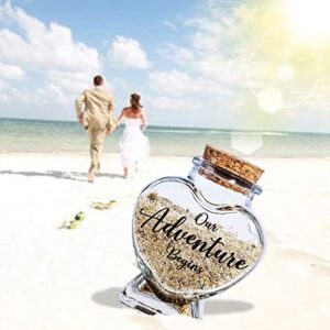 CATABUBU Honeymoon Sand Keepsake Jar 2023, Bridal Shower Gift, Wedding Gift, Engagement Gift, Honeymoon Gift, Travel Gift for Couples Newlywed, Hand Lettered Our Adventure Begin Jar(Heart Shape)