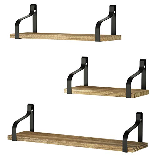 Love-KANKEI Wall Storage Corner Shelf and Rustic Floating Shelves Bundle （Contains 2 Items）