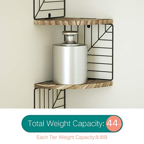 Love-KANKEI Wall Storage Corner Shelf and Rustic Floating Shelves Bundle （Contains 2 Items）