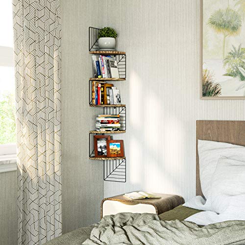 Love-KANKEI Wall Storage Corner Shelf and Rustic Floating Shelves Bundle （Contains 2 Items）