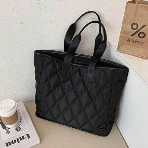 Women's Tote Bags Autumn Winter Lady Shoulder Bag Nylon Handbags Large Capacity Shopper Bag (40cmx13cmx34cm,Black)