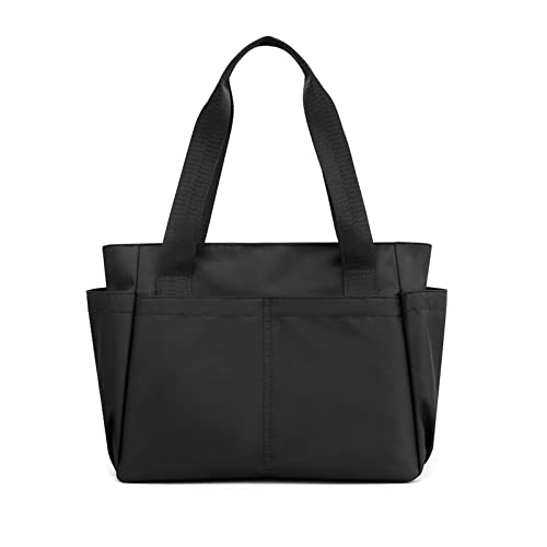 PORRASSO Tote Bag Nylon Waterproof Handbag Women Shoulder Bag for Shopping Travel Work Daily Use Black