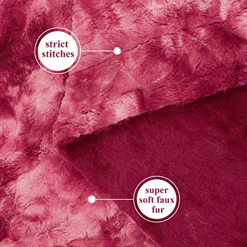 VOTOWN HOME Christmas Blanket Luxury Faux Fur Throw Blanket, Soft Warm and Fluffy for Couch,Wine Red 50"x60"