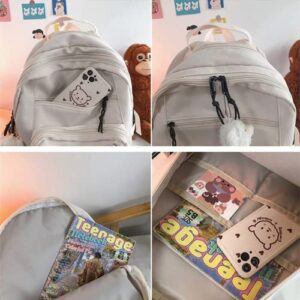 High Capacity Women Backpack Fashion Big Student Backpack Badge Rucksack Girls School Bag Female Cute Leisure Travel Mochila (Only Backpack,white)