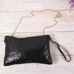 GALPADA Purses Small Purse Wristlet Glitter Sequin Crossbody Bag Handbag Sparkly Evening Clutch Shoulder Bag Wrist Bag gift for Women (Black) Small Purse Wristlet Womens Wallet