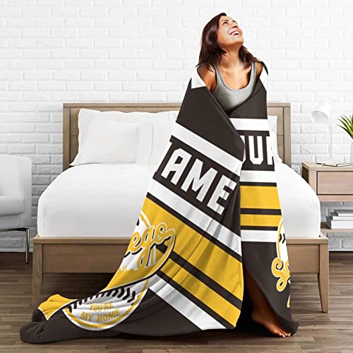 Rgubvui Custom Blanket Baseball City Blankets Personalized Fleece Throw Blankets Name Number Fans Gifts