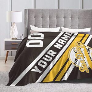 Rgubvui Custom Blanket Baseball City Blankets Personalized Fleece Throw Blankets Name Number Fans Gifts