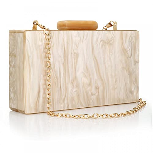 Women Acrylic Evening Clutch Vintage Evening Handbag for Elegant Banquet Evening Crossbody Handbag Box Clutch (Yellow)