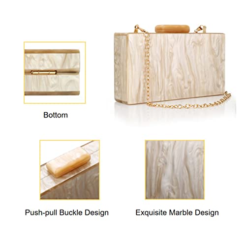 Women Acrylic Evening Clutch Vintage Evening Handbag for Elegant Banquet Evening Crossbody Handbag Box Clutch (Yellow)