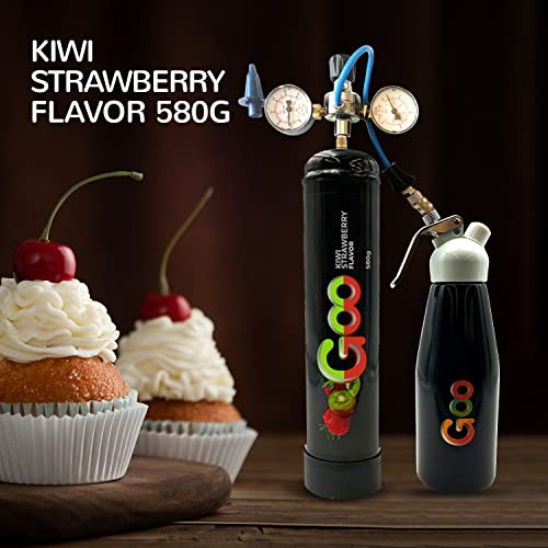 GOO Premium Whipped Cream Charger - Food Grade Nitrous Oxide Tank - For Any Standard Whipping Cream Dispenser - Pure Flavored N2O Whip Cream Chargers - Kiwi Strawberry Flavor - 615g Cylinder