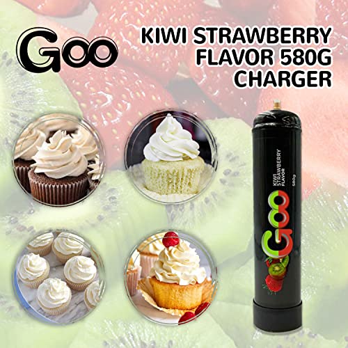 GOO Premium Whipped Cream Charger - Food Grade Nitrous Oxide Tank - For Any Standard Whipping Cream Dispenser - Pure Flavored N2O Whip Cream Chargers - Kiwi Strawberry Flavor - 615g Cylinder