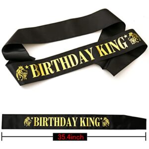 Birthday King Crown and Birthday King Sash,Birthday Gifts for Men, Birthday Crown King Birthday Party Decoration (Gold-D)