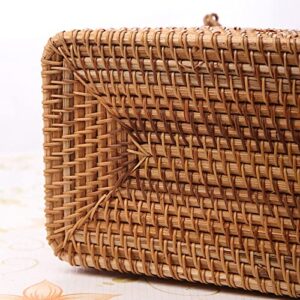 Rattan Woven Handbag Tote Bag w/Cucurbit & Tassel Accessory, Chinese Natural Women Beach Purse Basket for Summer, Mom's Gift (Size : 25x15x15cm/9.8x5.9x5.9in)