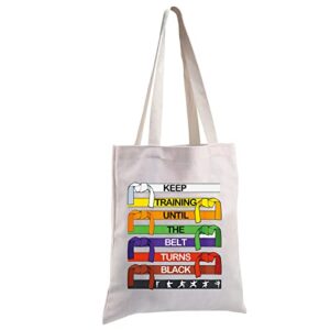 mbmso karate tote bag keep training until the belt turns black tote bag karate girl gifts taekwondo gifts martial arts gifts (karate tb)