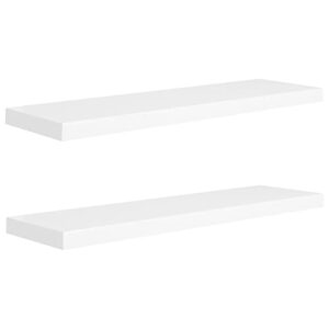 DiMorture Floating Shelves Set of 2, Wall Mounted Storage Shelves, MDF Wall Shelves, Sturable & Durable Hanging Shelves Display Rack for Bedroom Living Room White(35.4 x 9.3 Inch)