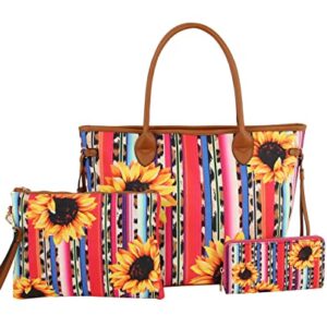 Sunflower Handbag 3 Piece Set Tote, Clutch, and Wallet - LPR0361W - MT