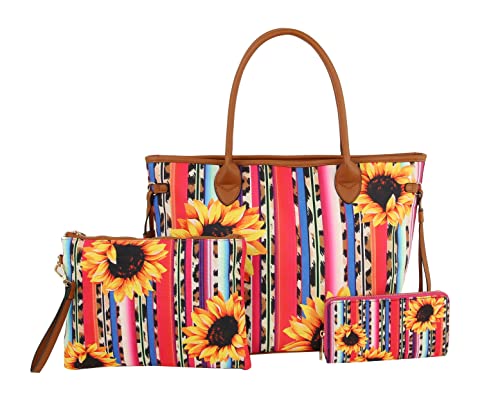 Sunflower Handbag 3 Piece Set Tote, Clutch, and Wallet - LPR0361W - MT