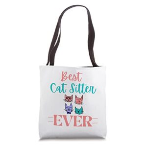 funny best cat sitter ever kitten pet sitting thank you tote bag